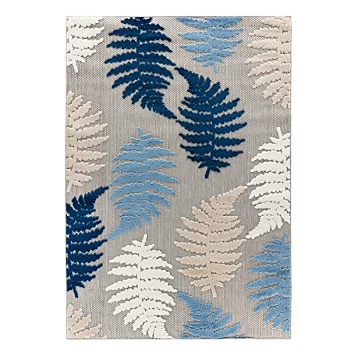Rugshop Seville Floral Leaves Non-Shedding Patio Deck Backyard Indoor/Outdoor Area Rug 5' x 7' Blue