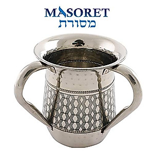 UNBREAKABLE WASHING CUP: 6.5-Inch Tall Elegantly Brushed 2-Handle Wide-Mouth Ritual Cleaning Water Vessel