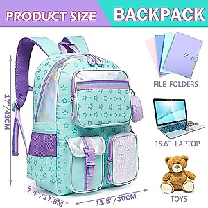 Meetbelify Backpack for Girls School Bag Aesthetic Backpack for Elementary Student Teen Girls Cute Bookbag Kids Kawaii Backpack for Girls 8-10