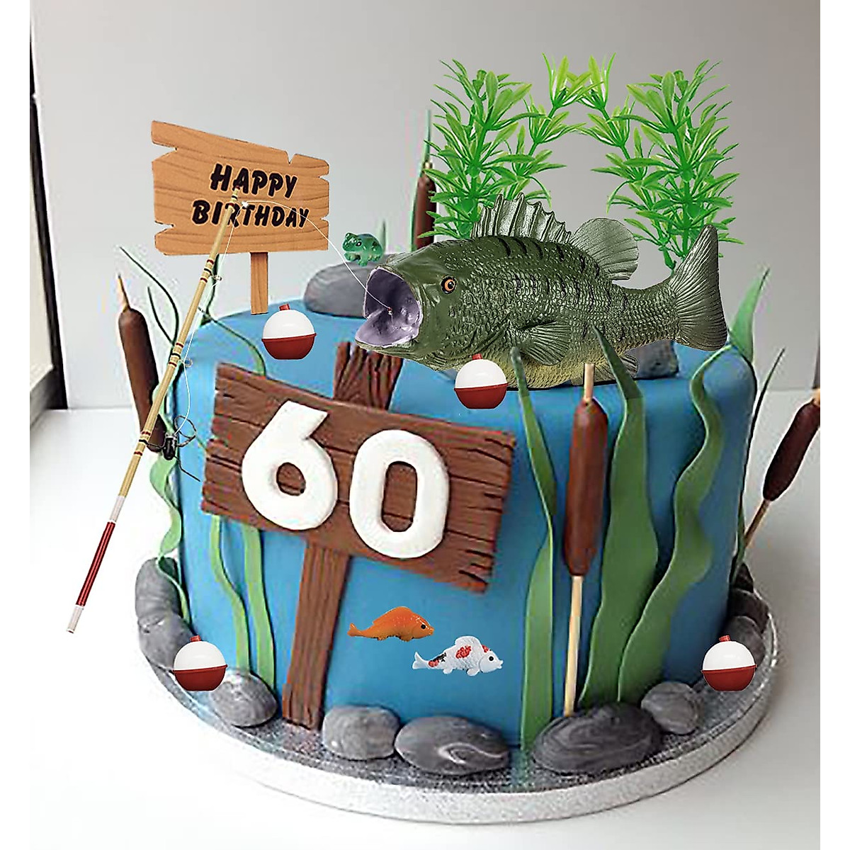 Gone Fishing Cake Decoration Gone Fishing Cake Topper Fisherman Themed Birthday Cake Topper Fishing Birthday Party Supplies Fishing Party Sea Bass Decorations