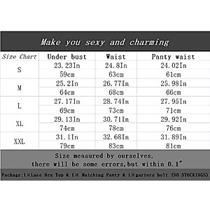 Donnalla Women Sexy Lingerie Set with Garter Belts Lace Bra and Panty Set Women Lingerie Set Red M (NO STOCKINGS)