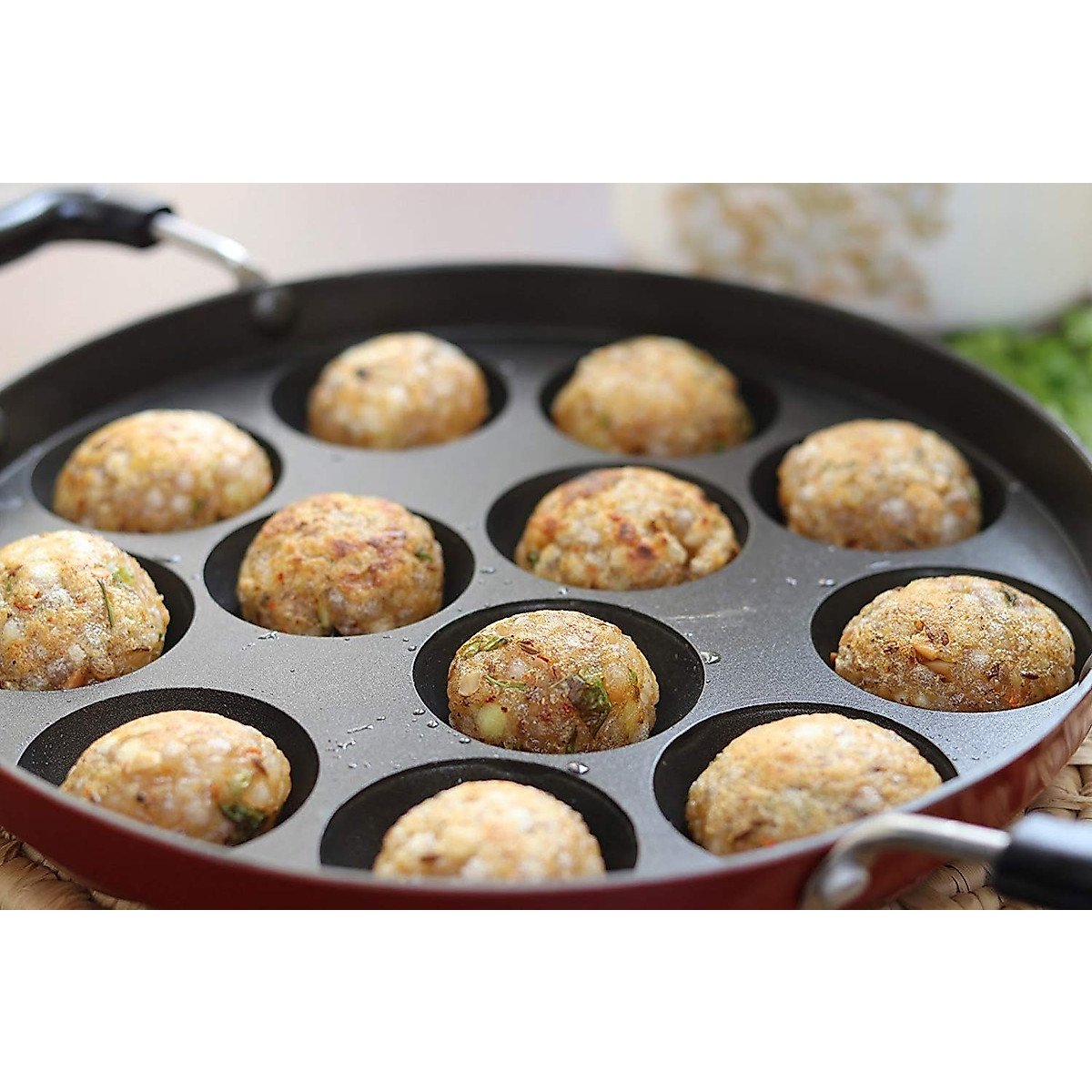 Non Stick Appam Patra Appam Maker 12 Pits Appam Maker With Lid Appam Patra Paniyaram Nonstick cookware Appam Pan