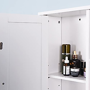 GEDELITE Bathroom Wall Cabinet with Shelves and Door, Wooden Storage Cabinet Over Toilet Space, White Medicine Cabinet for Bathroom, Kitchen, Bedroom.