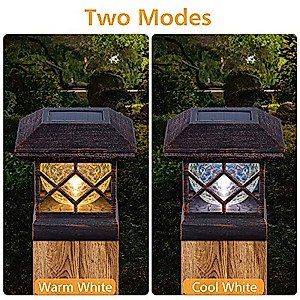 TWINSLUXES Solar Post Cap Lights Outdoor - Waterproof LED Fence Post Solar Lights for 3.5x3.5/4x4/5x5 Wood Posts in Patio, Deck or Garden Decoration…………