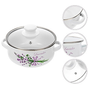 Hemoton Oven Pans 1 Set of Enamel Stew Pot Traditional Cooking Pot Double Handle Stew Pot Household Soup Pot with Lid Enamel Cookware