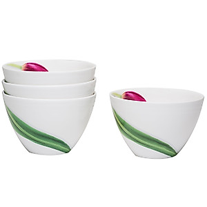 Red Vanilla FP003-421 5" Dutch Garden Coupe Bowl (Set of 4), 20 oz, White