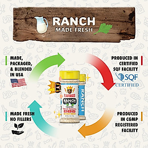 Ranch Seasoning by Flavor God, Sugar Free Ranch Substitute Low Sodium Seasoning, Gluten-Free Dry Ranch Mix, Keto & Paleo Friendly Ranch Seasoning Salad Dressing for Pizza, Popcorn, & Salads - Healthy Buttermilk Ranch Dressing Substitute