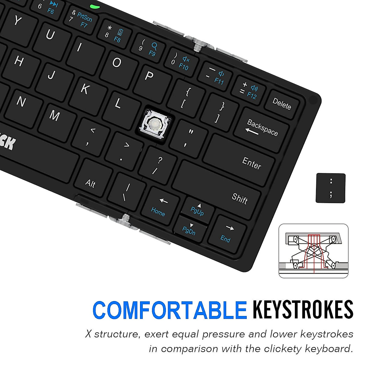 Arteck Folding Bluetooth Keyboard, Portable Mini Foldable Wireless Keyboard for iOS iPad 10.2-inch, Pro, Air, 9.7-inch, Mini, Android, MacOS, Windows Tablets Smartphone Built in Rechargeable Battery