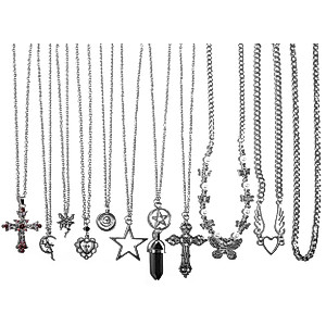 LIRUNQIN Y2k Accessories Goth Grunge Y2k Star Indie Butterfly Boho Cross Pendent Y2k Jewelry for Women Men