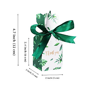 Bakbania 50 Pieces Candy Boxes Wedding Favor Boxes Green Candy Gift Boxes with Ribbons for Wedding,Bridal,Shower,Birthday Party Decoration