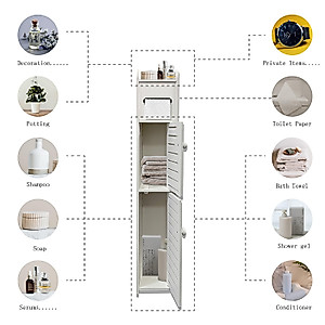 Viewmoi Small Bathroom Storage Cabinet for Small Spaces, Can Store Paper Towels, Toiletries Female Hygiene Products, Over Toilet Storage Cabinet for Skinny Bathroom Space Corner (White)