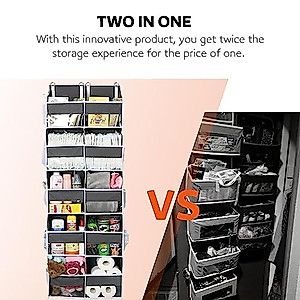 Over Door Organizer, 5-Tier Large Back of Door Closet Organizer with 10 Mesh Side Pockets Pantry Behind Door Storage Shelf with Clear Window for Kitchen Bathroom Bedroom, Toys, Diapers, Shoe
