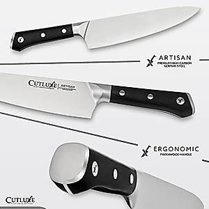 Cutluxe Chef Knife – Razor Sharp Kitchen Knife Forged from High Carbon German Steel – Ergonomic Handle & Full Tang Design – Artisan Series
