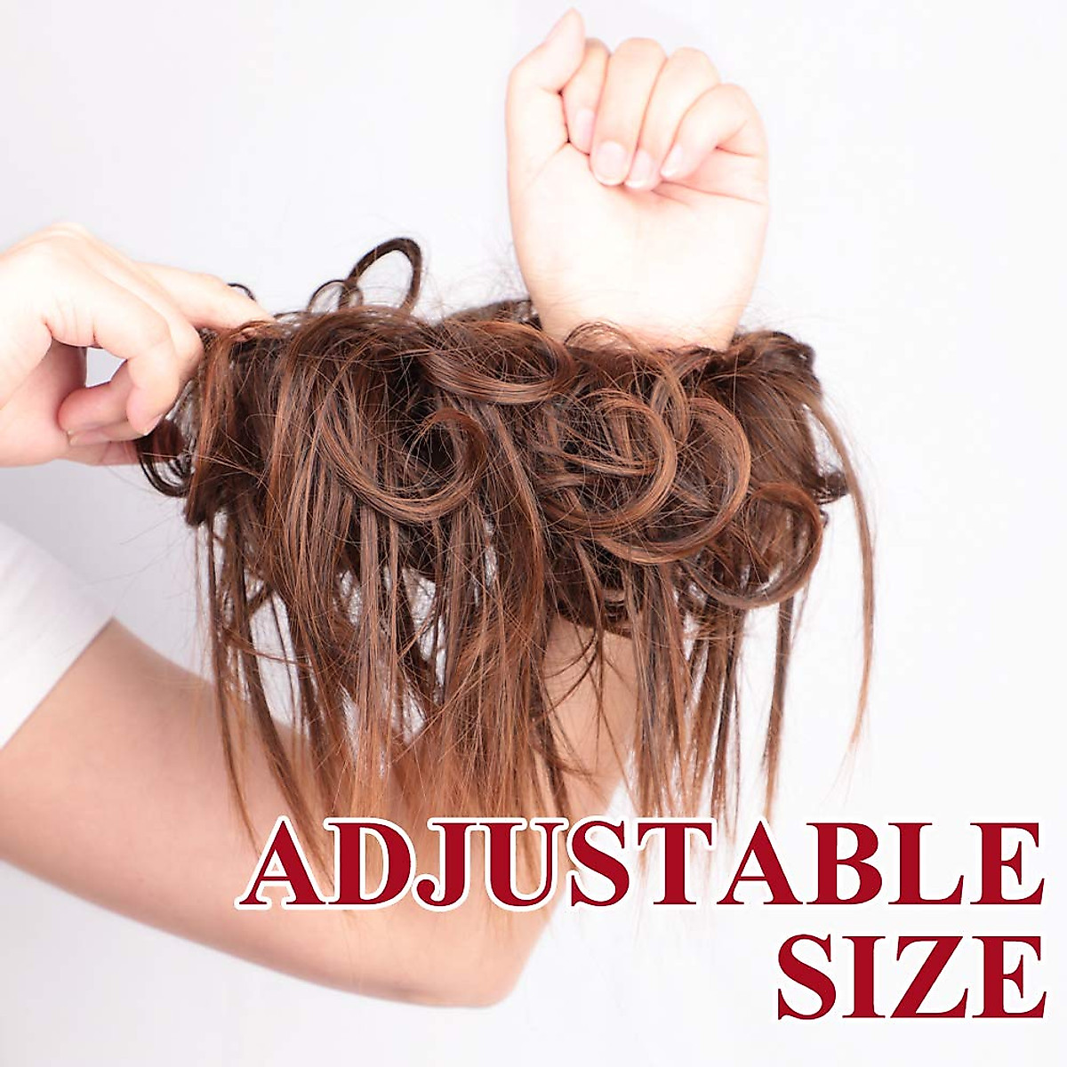 Lativ Messy Hair Bun Tousled Updo Scrunchies Extension With Elastic Rubber Band Accessories Pieces for Women Girls (Messy Bun, Bleach Blonde)