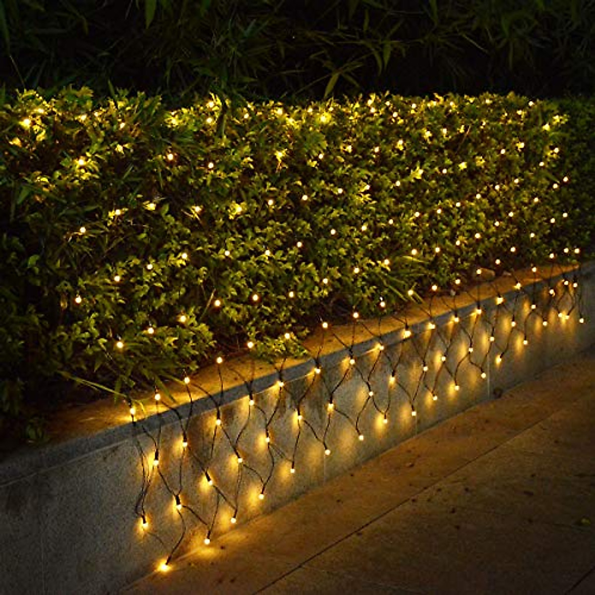 Solar Christmas Mesh Lights w/ Remote Timer, 10ft x 4.9ft 180 LED Waterproof Net String Lights for Outdoor Trees, Patio Bushes, Wedding Party, Front Back Yard, Porch, Balcony Decorations (Warm White)