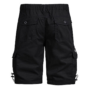 Men's Shorts with Elastic Waistband Cotton Shorts Men 2023 Casual Classic Fit Multi Pocket Cargo Shorts Outdoor Fashion Pleat Front Linen Shorts Men Shorts Athletic Black 4X