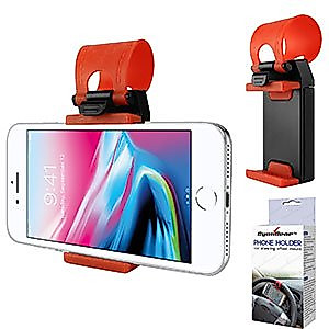 Steering Wheel Smartphone Mount, Phone Holder, Hands Free Compatible with iPhone 14 Pro Max Plus 13 12 11 XS XR Samsung Note 20 10 Z Fold Galaxy S22 S21 Pixel, Moto Google Map Waze GPS Navigation