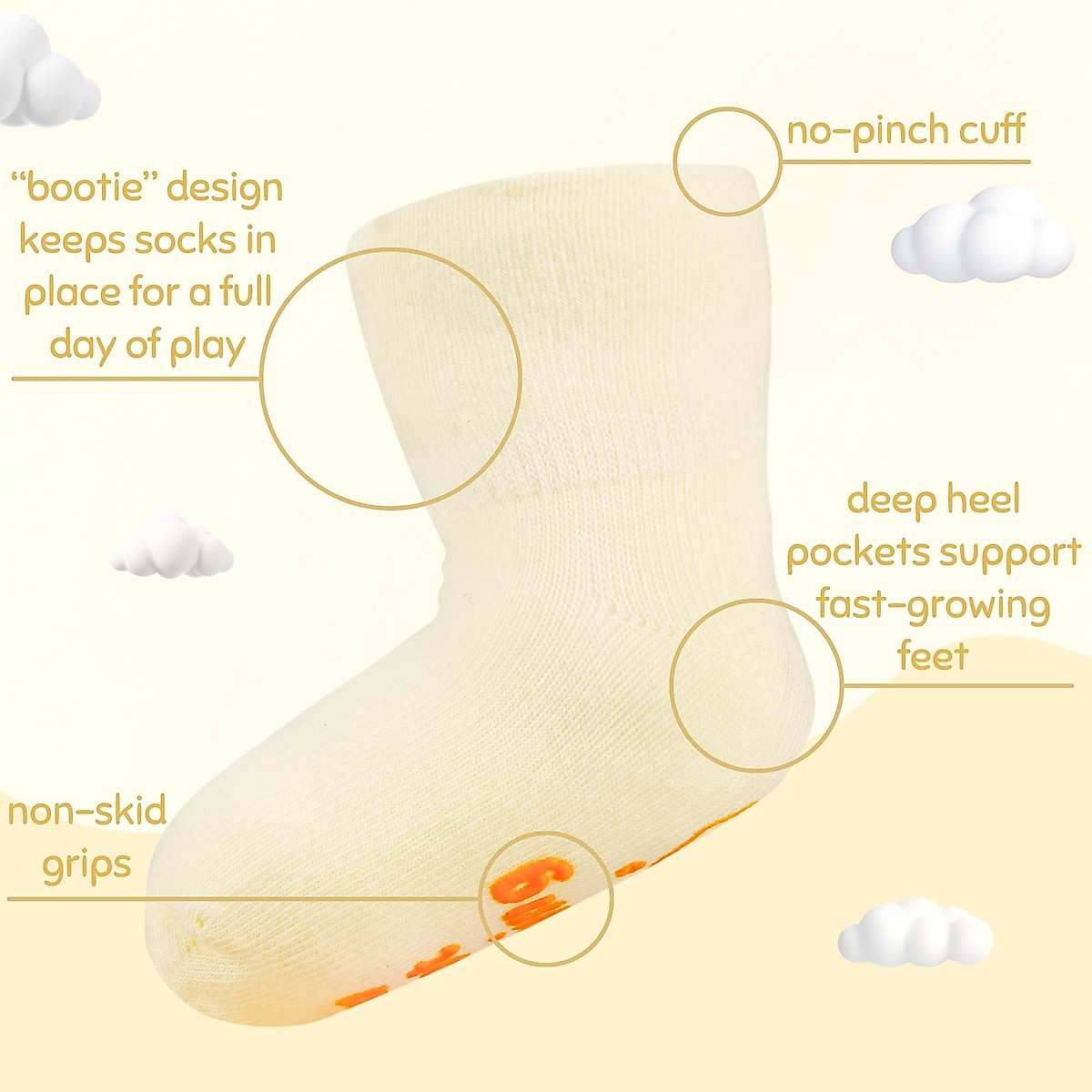 InnoBeta Baby Socks Set with Funny Quotes (4 Pairs) Newborn/Infant Socks for Baby Shower, Gender Reveal 3-12 Months, Gender Neutral