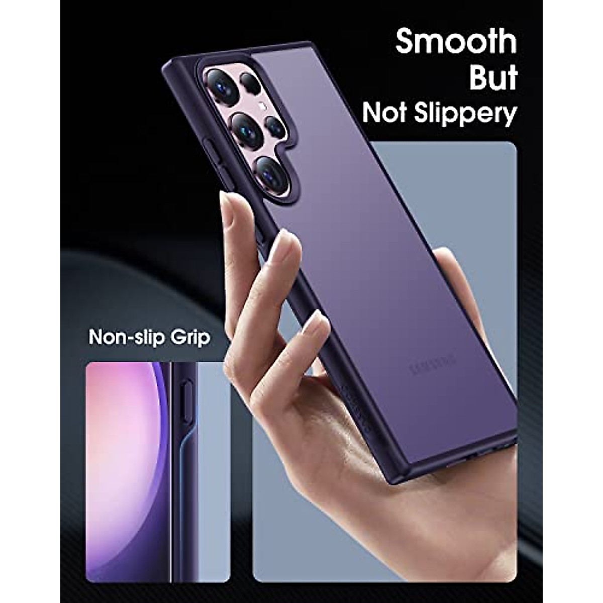 CASEKOO Genuine Official for Samsung Galaxy S23 Ultra case (10FT Military Drop Protection) (Zero-Smudge Tech) Translucent Hard Back & Soft Bumper, Protective Slim S23 Ultra Case 6.8'' 2023, Purple