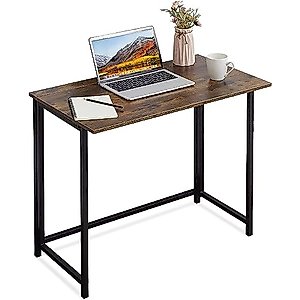 ENGERIO Folding Computer Desk, Space-Saving Home Office Desk, Modern Work Desk for Small Spaces, Foldable Computer Table, Simple Study Writing Table, Wooden Gaming Desk