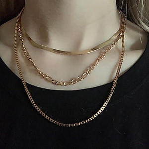 Jeairts Layered Herringbone Necklace Gold Snake Chain Choker Necklaces Dainty Necklace Jewelry for Women