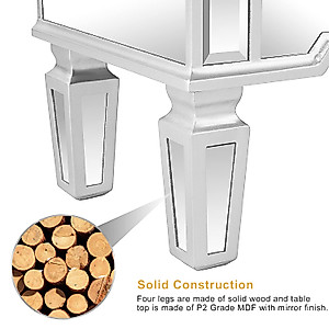 Bonnlo Mirrored Dresser 6 Mirrored Drawers, Mirrored Cabinet, Glass Mirror Dresser for Bedroom with 6 Storage Drawer Modern Chest of Drawers, Silver, 32”L x 12”W x 28”H