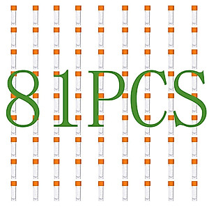 81PCS Cryo Tubes 2ml, Plastic Small vials with Screw caps Sample Tubes,PP Material ，with Silica Gel Gasket，Free from DNase, RNase, Human DNA
