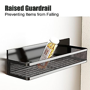 Aobvrey 3 Pack Magnetic Spice Rack Organizer, Refrigerator Organization and Storage, Metal Kitchen Organization Seasoning Organizer Shelf, Magnetic spice rack for Refrigerator Microwave Oven (Black)