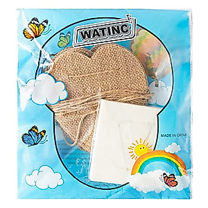 WATINC 26pcs DIY Burlap Banner with 26 Letter Stencil Kit, DIY Alphabet Banners Name Sign Burlap Flags Garland Handwriting Bunting for Party Decoration Wedding Birthday Wall Home Decor Supplies