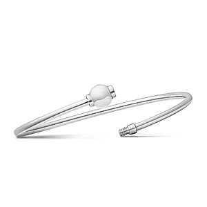 Lighthouse Creations The Traditional Sterling Silver Single Ball Threaded Bracelet from Cape Cod…FLEX Style, 7.5"