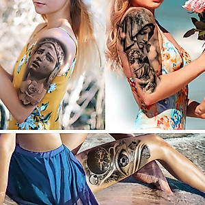 Roarhowl Temporary tattoo women men temporary tattoos Black Gray Large tattoo Jesus angel 3D realism Easter tattoo Tattoo Sleeves10 Sheets