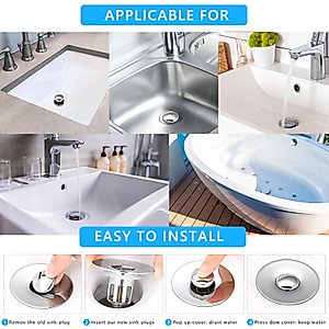 XYCING Universal Bathroom Sink Stopper (Pack of 2), Pop Up Bathroom Sink Drain with Anti-Clogging Filter Basket, 2 in 1 Brass Sink Drain Plug for 1.02-1.96 in Basin Drain Holes