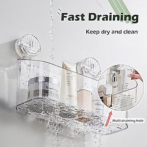 DEEIF Clear Shower Caddy Suction Cup Storage Basket for Bathroom