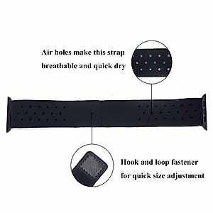 Breathable Hook and Loop Ankle Band for Compatible with Apple Watch Series 10 (42mm) 9 8 7 (41mm) 6 SE 5 4 (40mm) 3 2 1 (38mm), Medium