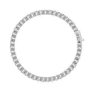 TwoBirch 18k White Gold Plated Tennis Bracelet 3MM with Round Moissanite (Sterling Silver, Size 7.5, 5.7 CT DEW)