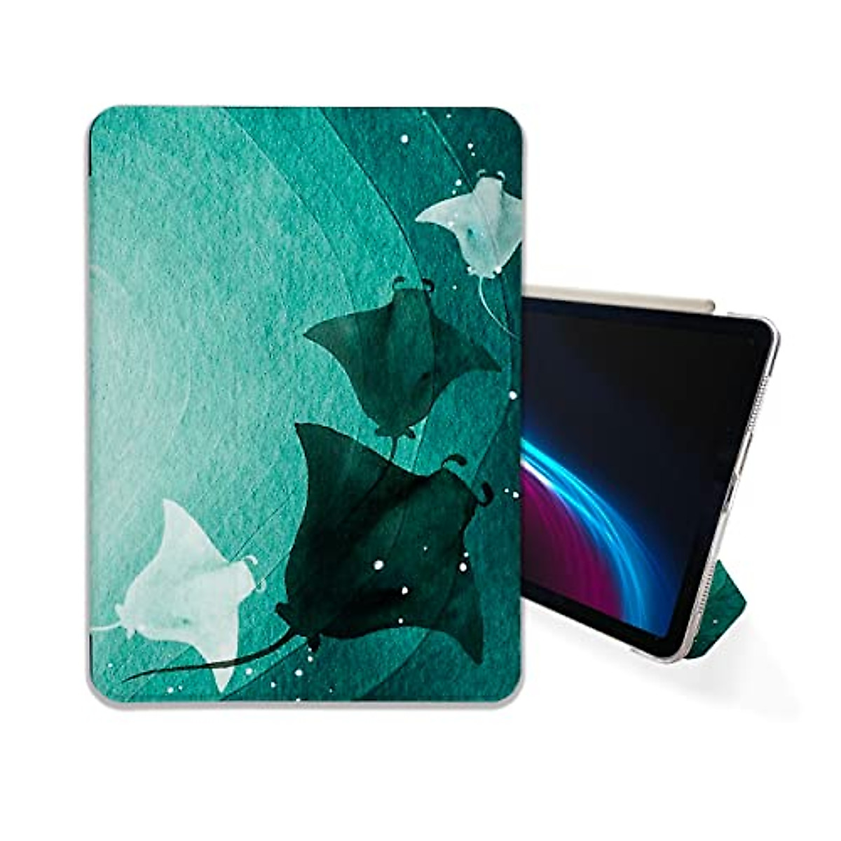 Cute Painting Ramp Fish Ocean case Compatible with iPad Mini Air Pro 7.9 8.3 9.7 10.2 10.9 11 12.9 inch Pattern Cover New 2022 2021 Trifold Stand 3 4 5 6 7 8 9 Generation 270 (11" Pro 1/2/3 gen)