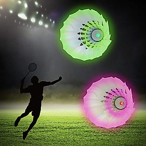 YYZP 6-Pack LED Badminton Shuttlecocks, Badminton Birdies Glow in The Dark Birdie Badminton Set for Outdoor/Indoor Lighting Sport Activities Game