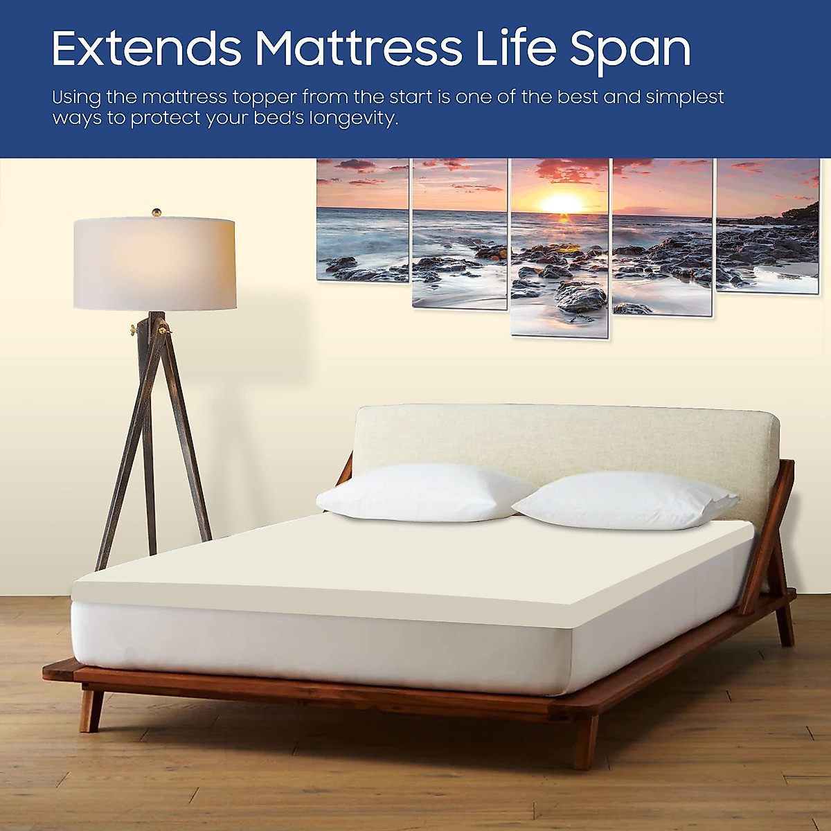 Greaton 2-inch Foam Mattress Topper with Perfect Body Support | Comfortable and Soft Bedding Toppers for Ultimate Relaxation, Improves Back Pain, Heavy-Duty Structured Toppers, Twin, White