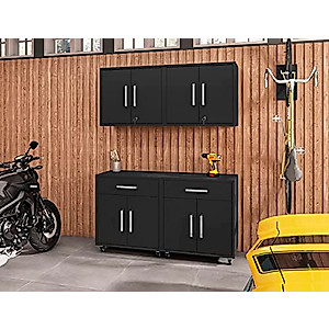 Manhattan Comfort Eiffel 4-Piece Garage Storage Set in Matte Black