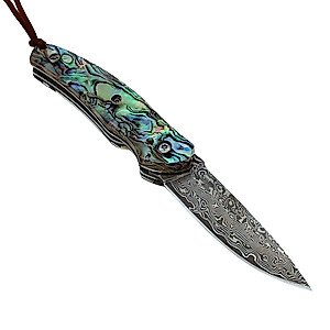 ALBATROSS Pocket Knife Abalone Seashells 6.5'' Modern Damascus Steel Knife Liner Lock Folding Knife Gift Box - HGDK015B