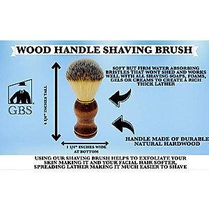 G.B.S Wooden Shaving Set, Synthetic Vegan Shaving Brush Wood Handle and Soap Bowl with All Natural Shave Soap 3IN1 Kit for Men Practical Christmas Gift for Men