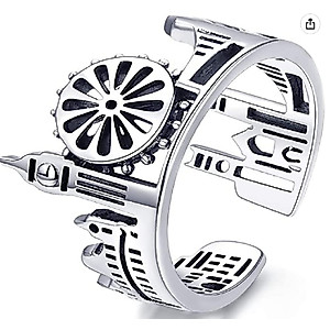 HUKQBUNX 925 Sterling Silver Exquisite Unique City Castle Sky City Punk Art Geometric Gear Crown Ring Lady Fresh Ring Opening Adjustment