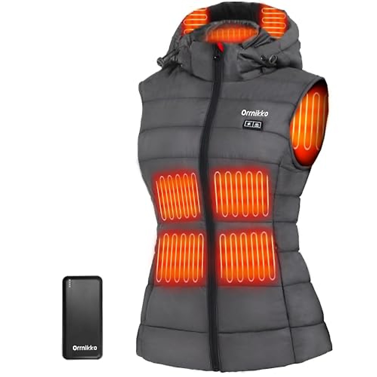 ORRNIKKO [2024 All-New] Heated Vest Women - Detachable Heated Hood, With 7.4V 16000mAh Battery Pack, Womens Heated Vest