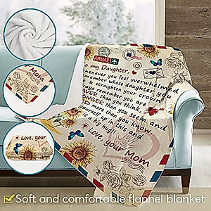 Bonsai Tree Daughter Blanket from Mom, to My Dear Daughter Airmail Soft Throw Blanket Gifts for Women Girls Adult, Personalized Family Love Flannel Fleece Blanket for Couch Living Room, 50x60 Inches