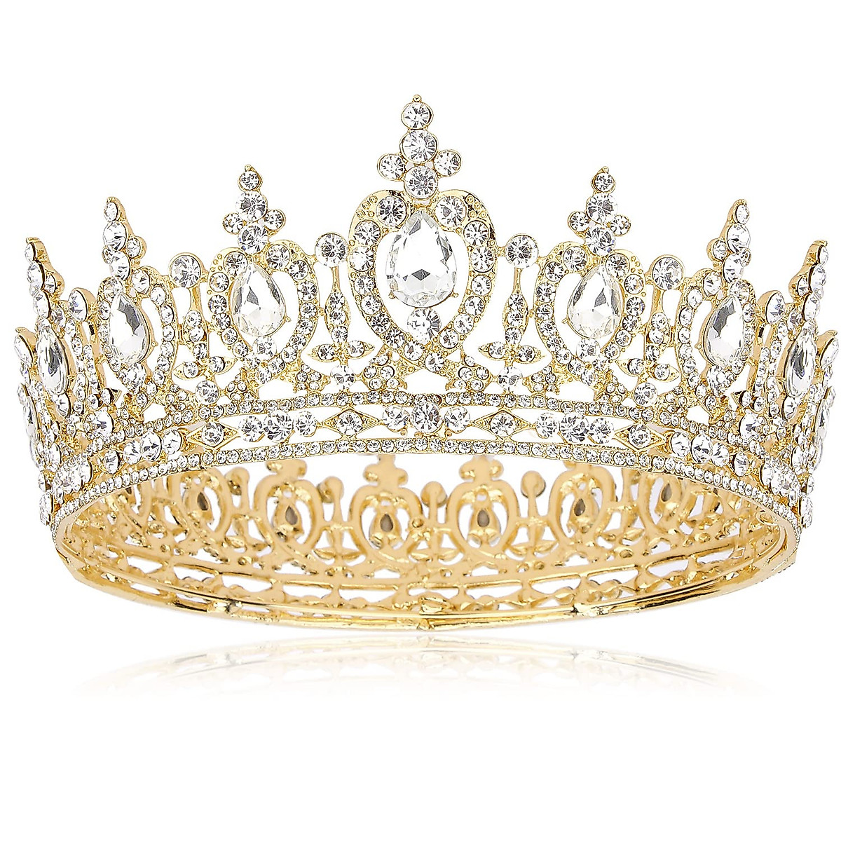 COCIDE Queen Crown for Women Crystal Tiara and Crown for Girl Rhinestones Hair Accessories for Wedding Bride Birthday Party Prom Bridal Bridesmaid (Gold)