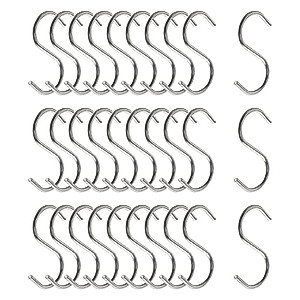 WHYHKJ 30pcs 2 Inch Silver S Shape Hooks Heavy-Duty Hanging Hooks Pot Pan Hanger Clothes Storage Rack Tool Kitchen Tools