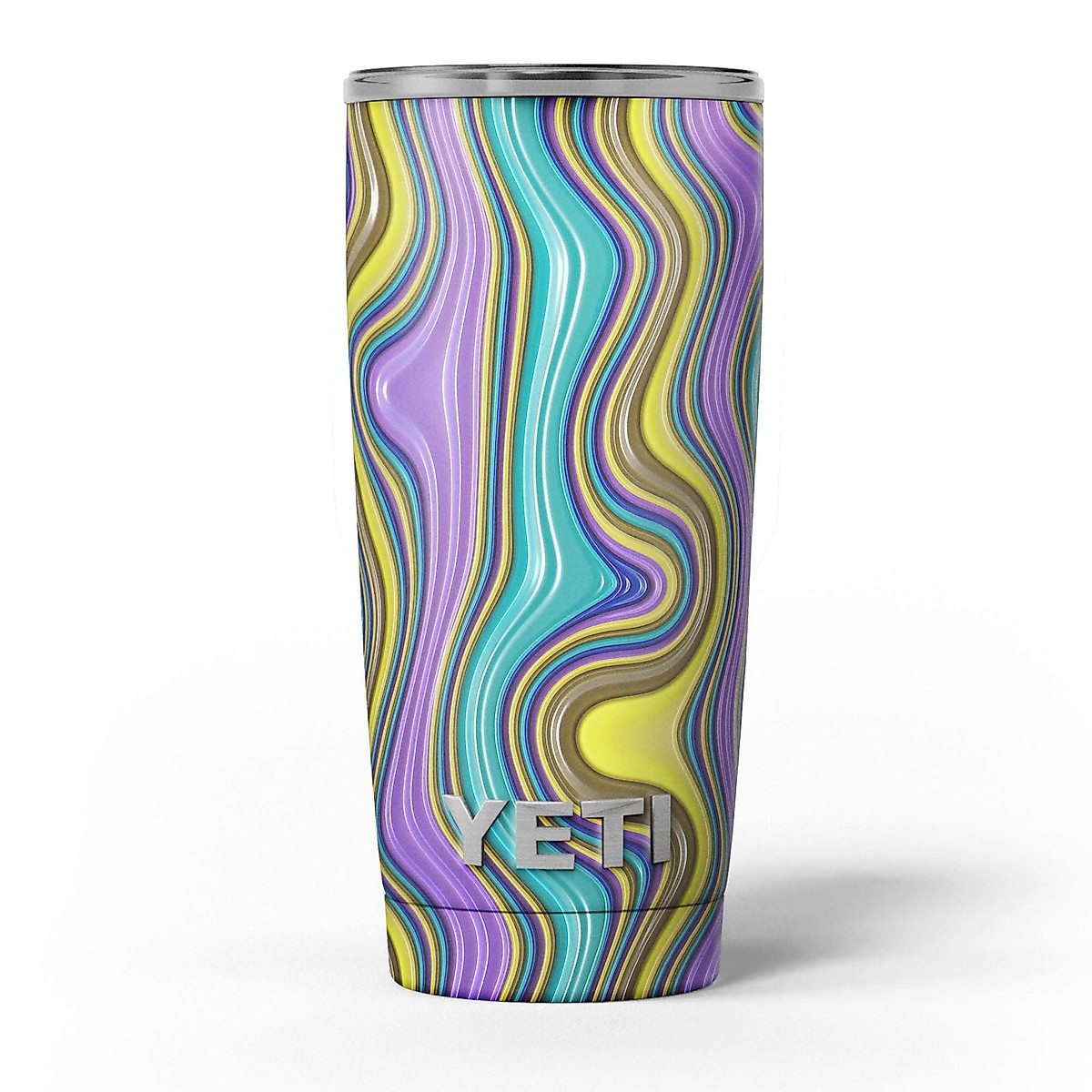 Design Skinz Bright Purple Teal and Mustard Yellow Color Waves - Skin Decal Vinyl Wrap Kit Compatible with The Yeti Rambler Cooler Tumbler Cups