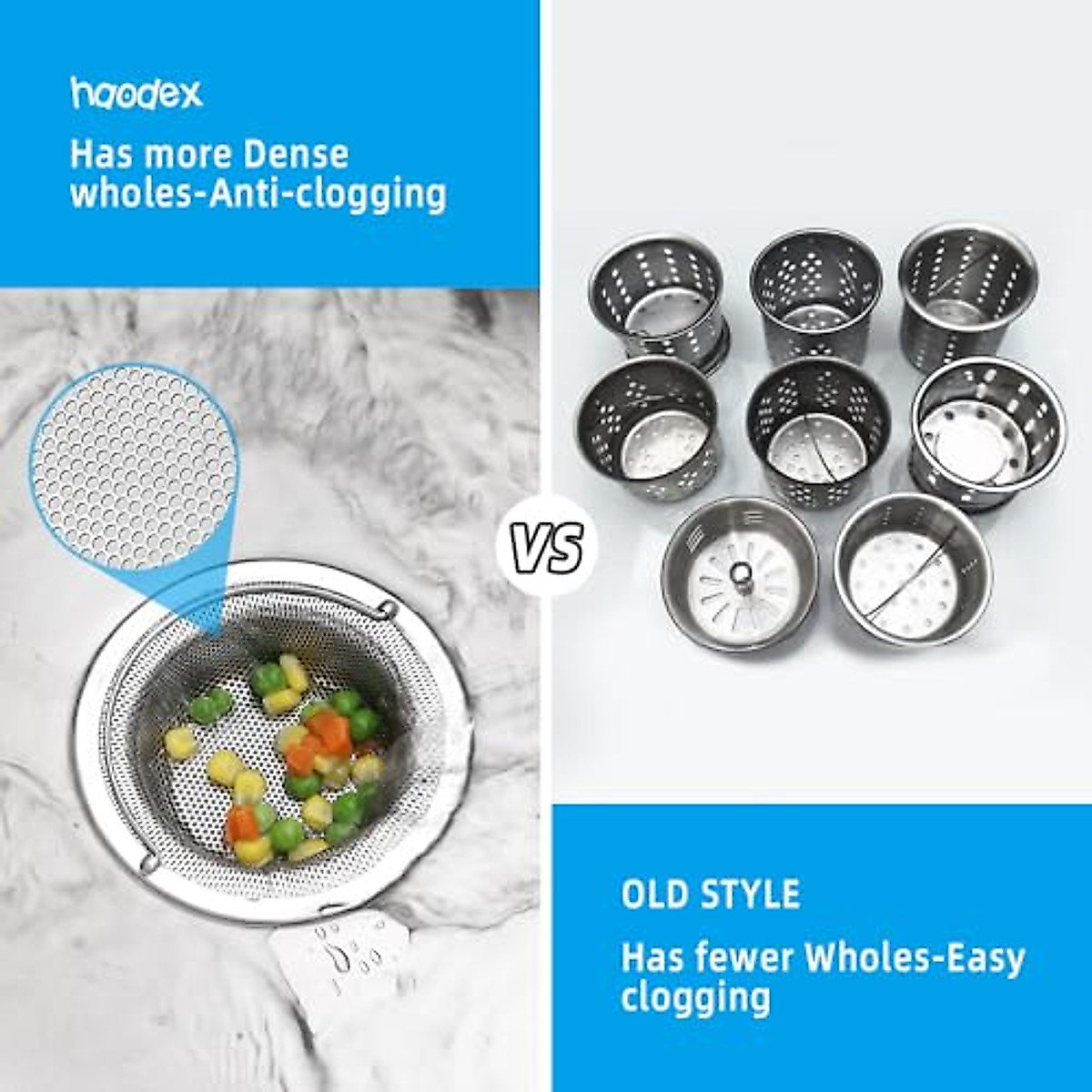 haodex 2PCS Stainless Steel Kitchen Sink Strainer,4.33" Diameter