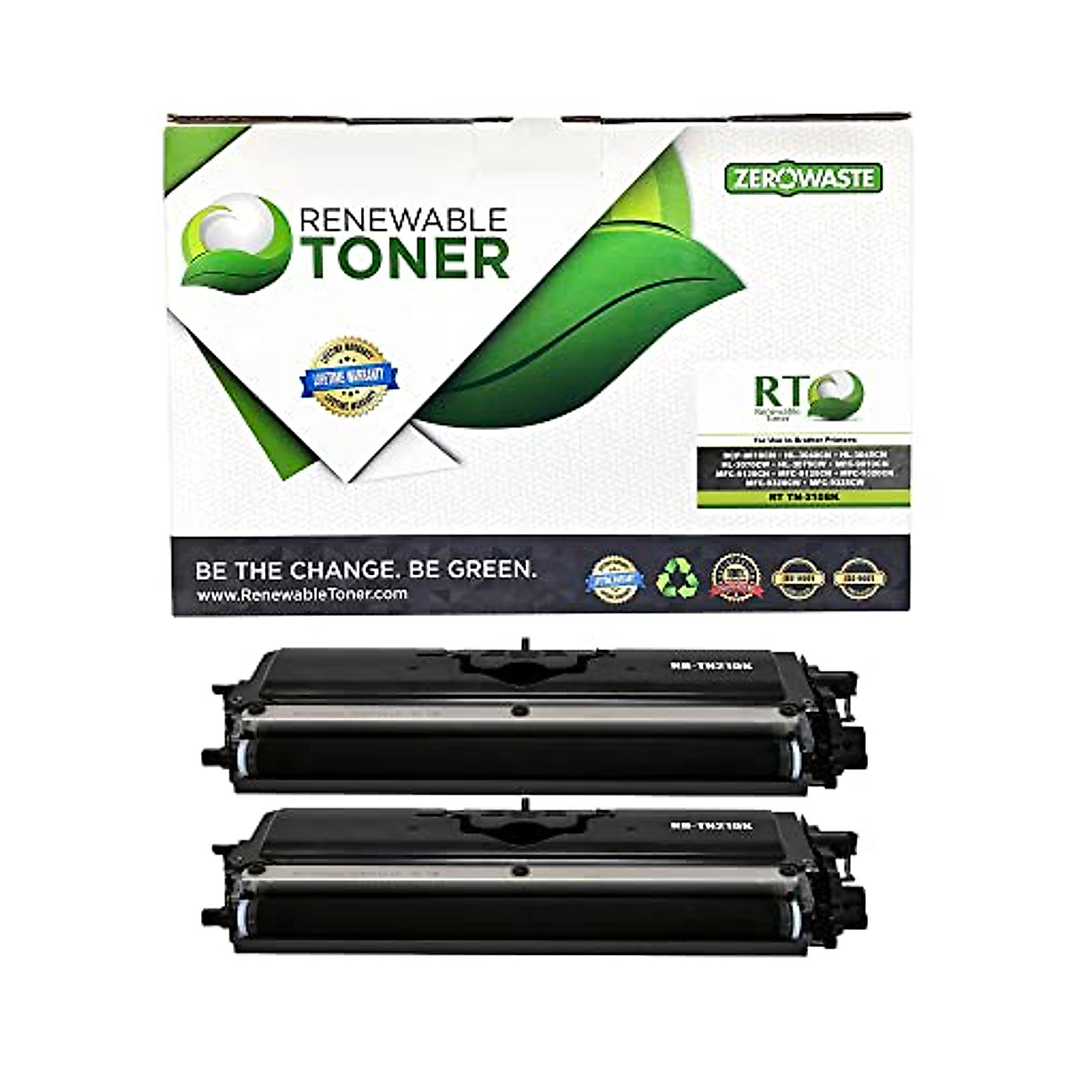 Renewable Toner Compatible Toner Cartridge Replacement for Brother TN210 TN-210BK HL and MFC Multifunction DCP-9010 HL-3040 3045 3070 3075 MFC-9010 9120 9125 9320 9325 (Pack of 2)
