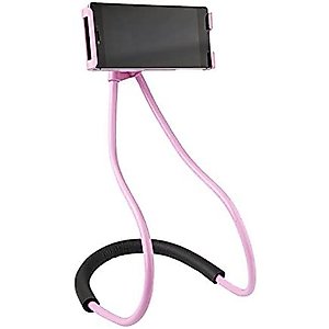 Flexible Cellphone Holder,Hanging on Neck Universal Mobile Phone Stand Lounger's Bracket For Mobile Phone Tablet PC Desktop(Pink)